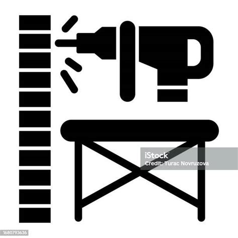 천공기 드릴링 벽 솔리드 아이콘 집 수리 개념 흰색 배경에 전기 드릴 및 벽 표지판 벽 드릴 아이콘 글리프 스타일에 대한 나무 스탠드 벡터 그래픽 개념에 대한 스톡 벡터