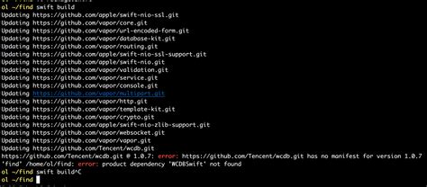 运行 swift build 报错 no manifest for version 1 0 7 · issue 396 · tencent