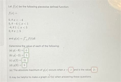 solved let f x ﻿be the following piecewise defined