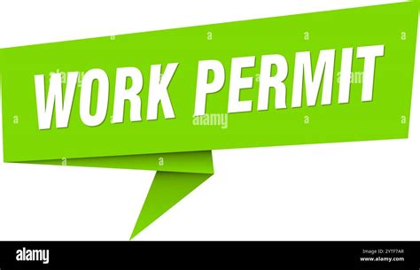 Work Permit Banner Work Permit Speech Bubble Label Sticker Ribbon