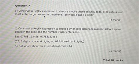 Solved A Construct A Regex Expression To Check A Mobile