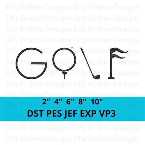 Golf Embroidery Design Word Art Golf Letters With Club Ball Hole