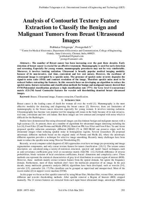 Pdf Analysis Of Contourlet Texture Feature Extraction To Classify The