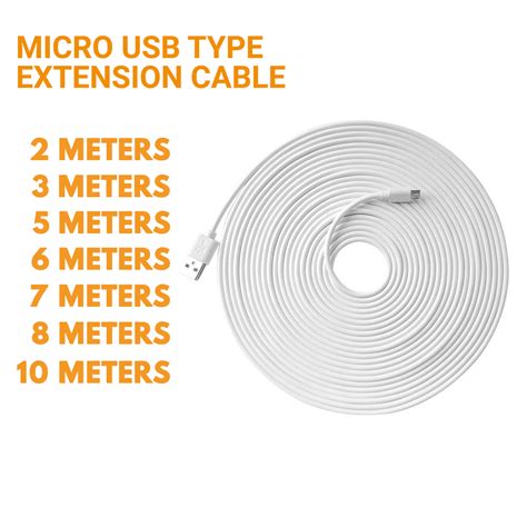 Micro Usb Extension Cable 12v Security Cameras Cable 2m3m5m6m7m8m10m Shopee Malaysia