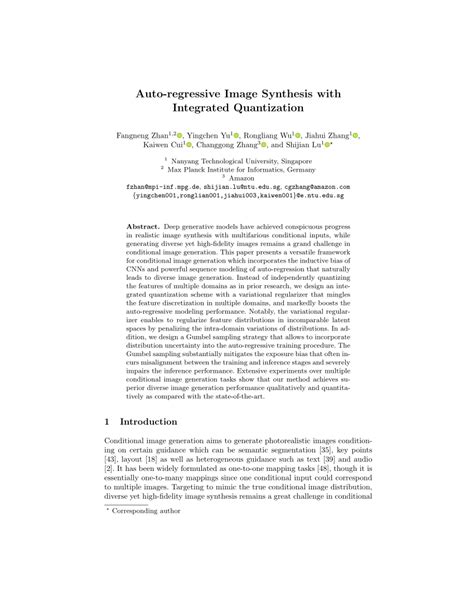 Pdf Auto Regressive Image Synthesis With Integrated Quantization