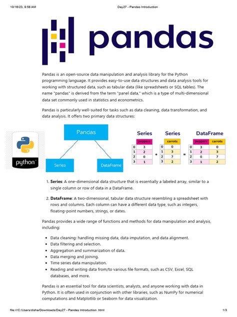 Python Pandas Pdf Computing Computer Programming