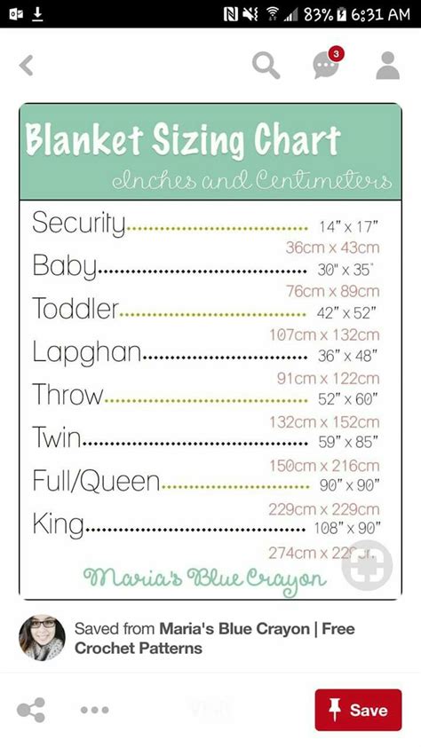 Blanket Dimensions Chart