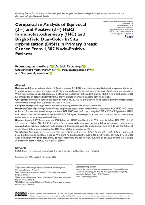 Pdf Comparative Analysis Of Equivocal 2 And Positive 3 Her2