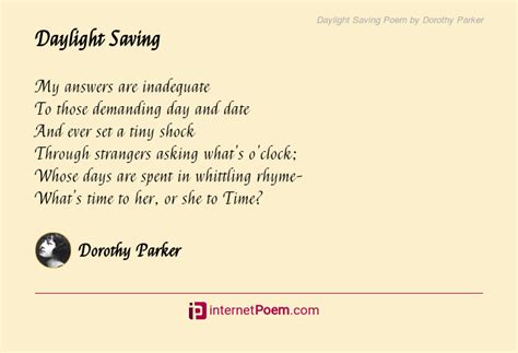 Daylight Saving Poem By Dorothy Parker