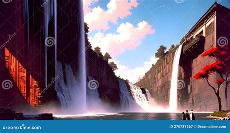 Landscape Waterfalls In The Mountains Cliffs Meditation Scenery