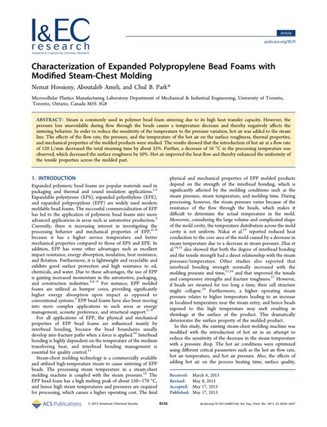 Pdf Characterization Of Expanded Polypropylene Bead Foams With