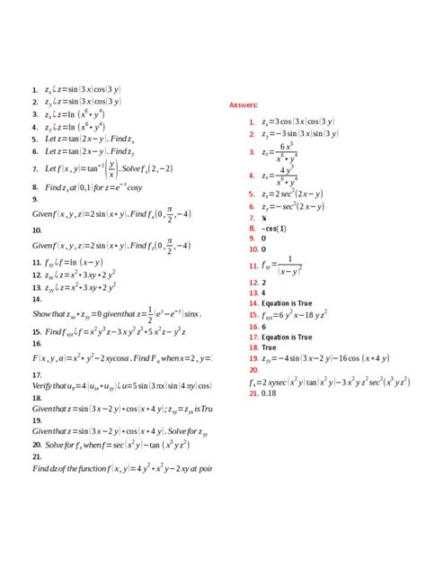 Exercises Partial Derivatives P1 Pdf Ajedrez