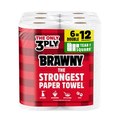 Buy Brawny Tear A Square Paper Towels 6 Double Rolls From Dollar