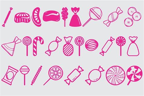 Premium Vector Set Of Pink Candy Icons