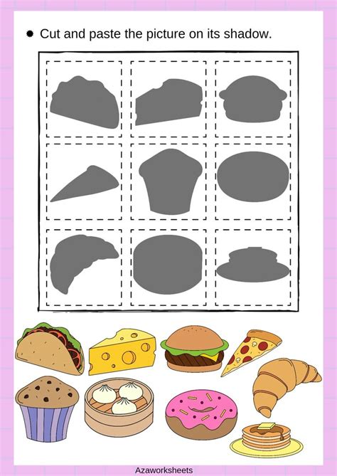 Cut And Paste The Picture On Its Shadow Worksheets For Preschoolers And