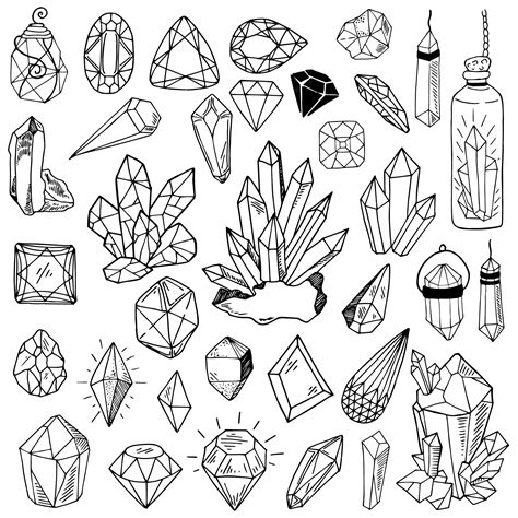 Premium Vector Vector Collection Of Black Line Crystals Or Gemson White