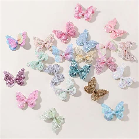 245pcs 소녀 귀여운 장식 조각 더블 나비 헤어 클립 활 머리핀 Diy 모자를 쓰고 있죠 활 장식 헤어 그립 유아 헤어 액세서리 91hub Shopping