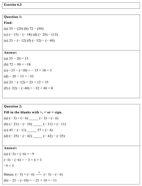 Ncert Solutions For Class 6 Maths Chapter 6 Integers Exercise 63