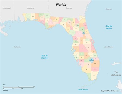 Printable Map Of Florida With Cities Free Usa Maps