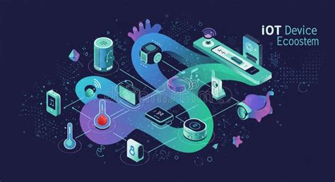 Abstract Illustration Of An Iot Ecosystem Showcasing Interconnected