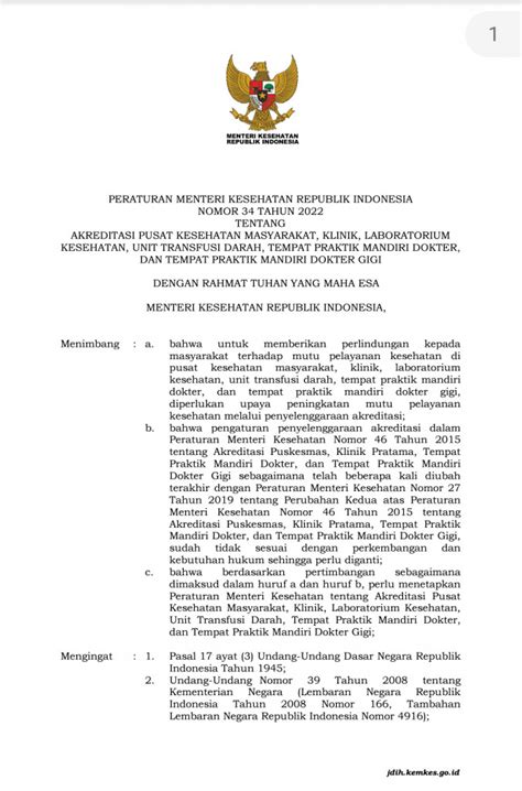 Pmk Nomor 34 Tahun 2022 Diskes Badung