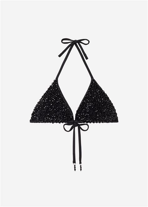 Triangle Bikini Top With Removable Padding Black Crystals Triangle Calzedonia