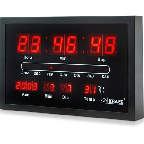Relógio De Parede Digital 6289 34 Preto Herweg Leroy Merlin