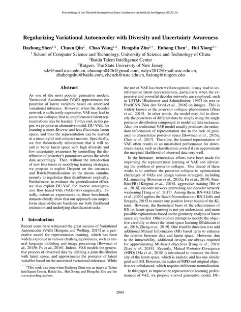 PDF Regularizing Variational Autoencoder With Diversity And Uncertainty Awareness