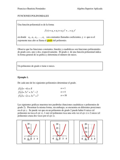 Unidad 5 Funciones Polinomiales Pdf Cero De Una Función Polinomio