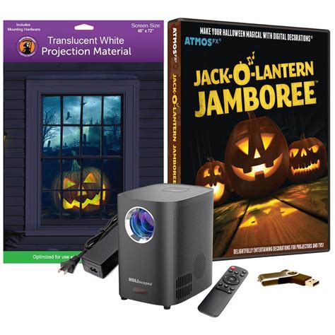 Holiscapes Usb Projector Kit Atmosfx Jack O Lantern Usb Projector 48 In X 72 In Large White