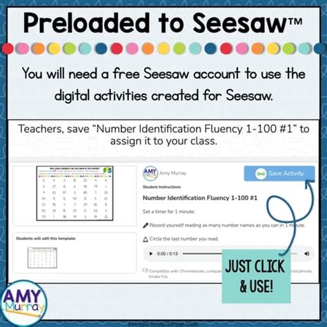Number Identification Fluency Seesaw Activity And Task Cards Tpt