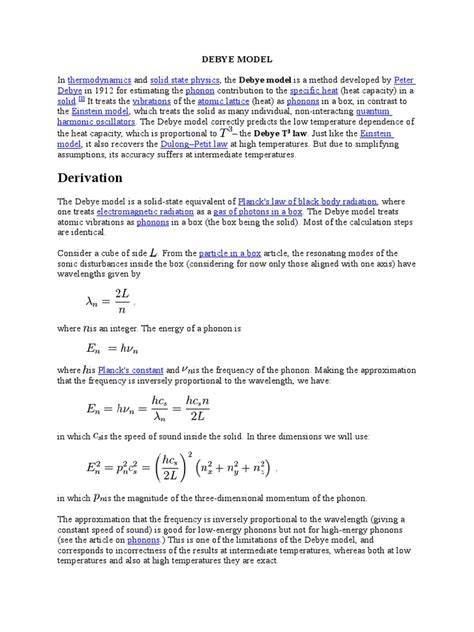 Debye Model Pdf Phonon Photon