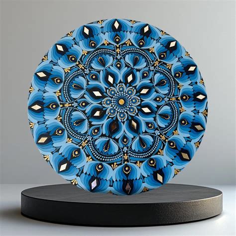 Blue Shaded Mandala Wall Art Etsy