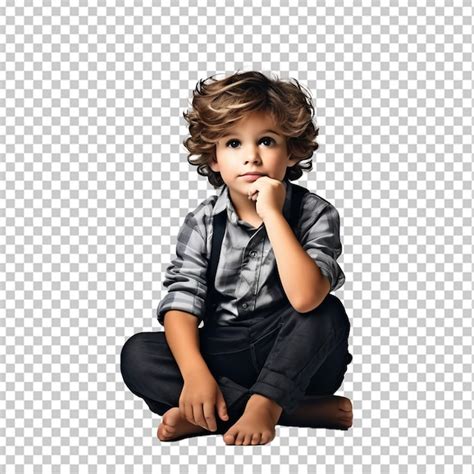 Premium Psd Young Boy Thinking On A Png Background