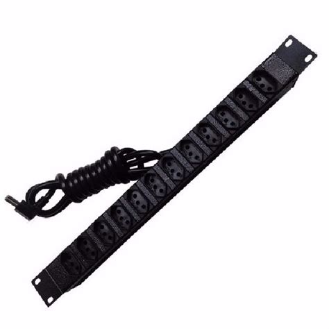 Régua Calha Pdu Em Aço Com 12 Tomadas Abnt Padrão Nbr 14136 E Barramento Interno 1 5mm Padrão