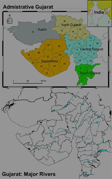 Map Of The Study Area Administrative And Biogeographic Map Of Gujarat