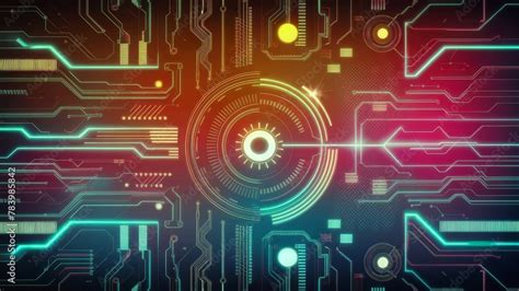 Retro Futuristic Elements And Vintage Tech Motifs Abstract Background