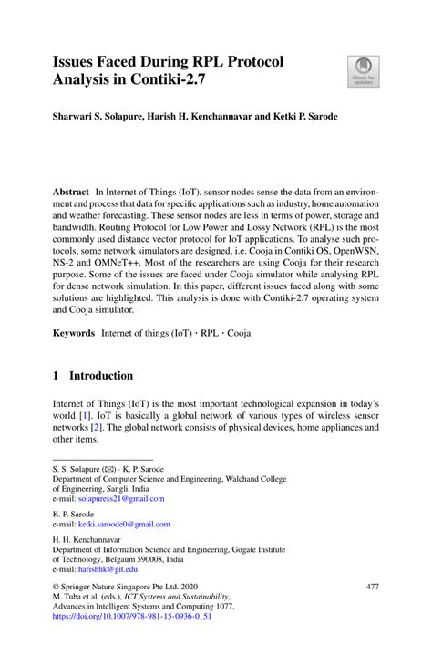 Pdf Issues Faced During Rpl Protocol Analysis In Contiki 27