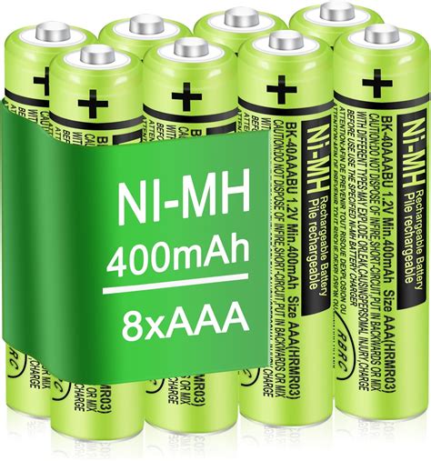 Trianglepatt 8 Pack Bk 40aaabu Ni Mh Aaa Rechargeable