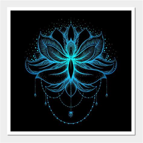 Blue Lotus Flower Yoga Wall Art Print