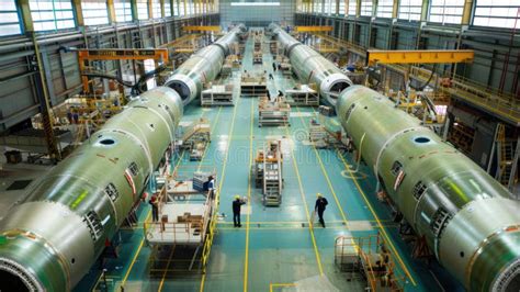 An Aerospace Manufacturing Facility With Workers Assembling Stock