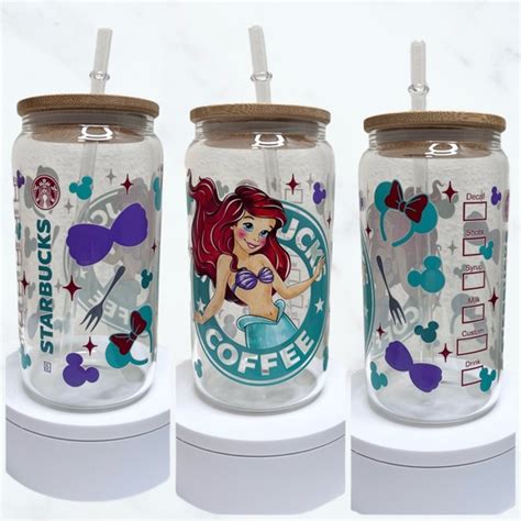 Aeliks Dining Starbucks Coffee Ariel Little Mermaid Handmade Libbey