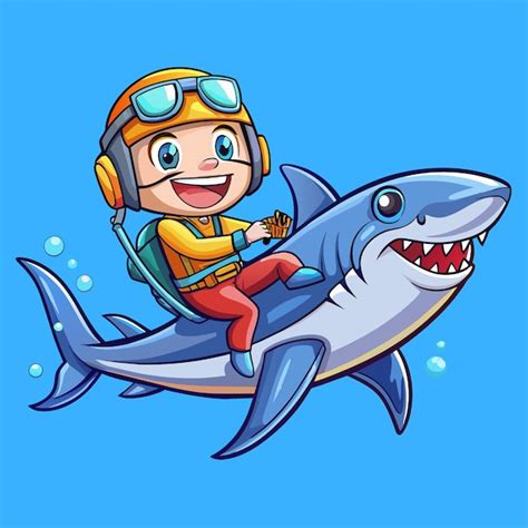 Una Caricatura De Un Tiburón Y Un Tiburó Con Un Tiburones En El Fondo