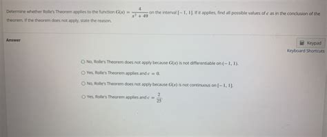 Solved 4 Determine Whether Rolles Theorem Applies To The