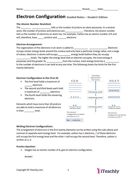 1 6 Guided Notes Se Electron Configuration Pdf