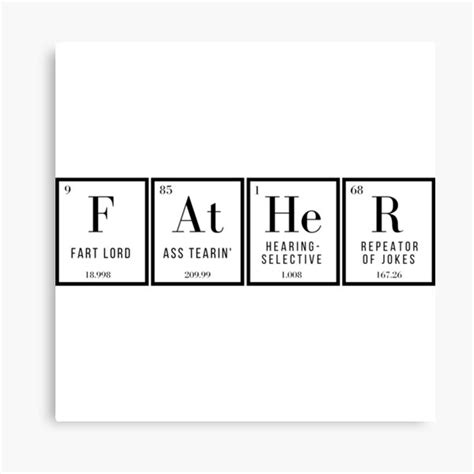 Lienzo Camiseta Con Gráfico Cómico De Tabla Periódica De Padre Humor