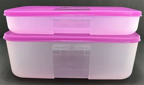 Tupperware Freezer Mates 2 Pc Medium Storage Set 1 Shallow 1 Deep Purp Plastic Glass And Wax ~ Pgw