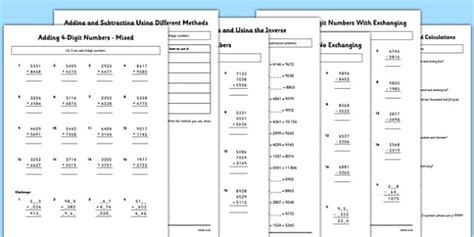 Grade 4 Maths Addition And Subtraction Worksheet Pack Caps Aligned