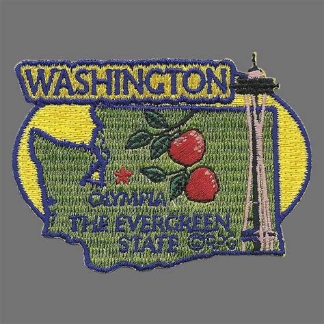 Washington Patch Wa State Travel Patch Souvenir Applique Etsy