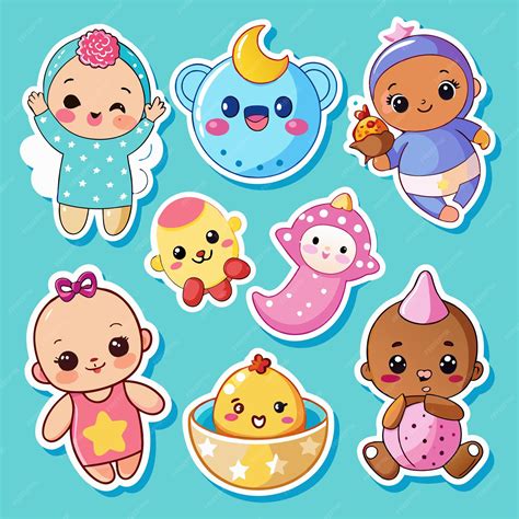 Sticker Para Bebés Muy Bonitos Vector Premium
